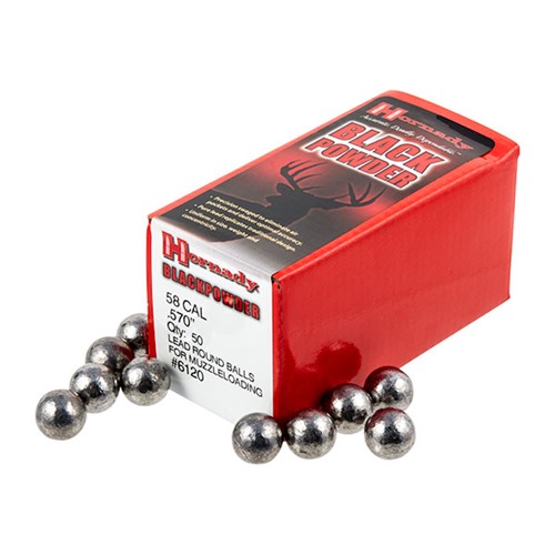 MUZZLELOADING BULLETS HORNADY 58 CAL (.570") LEAD ROUND BALL 50/BOX ...